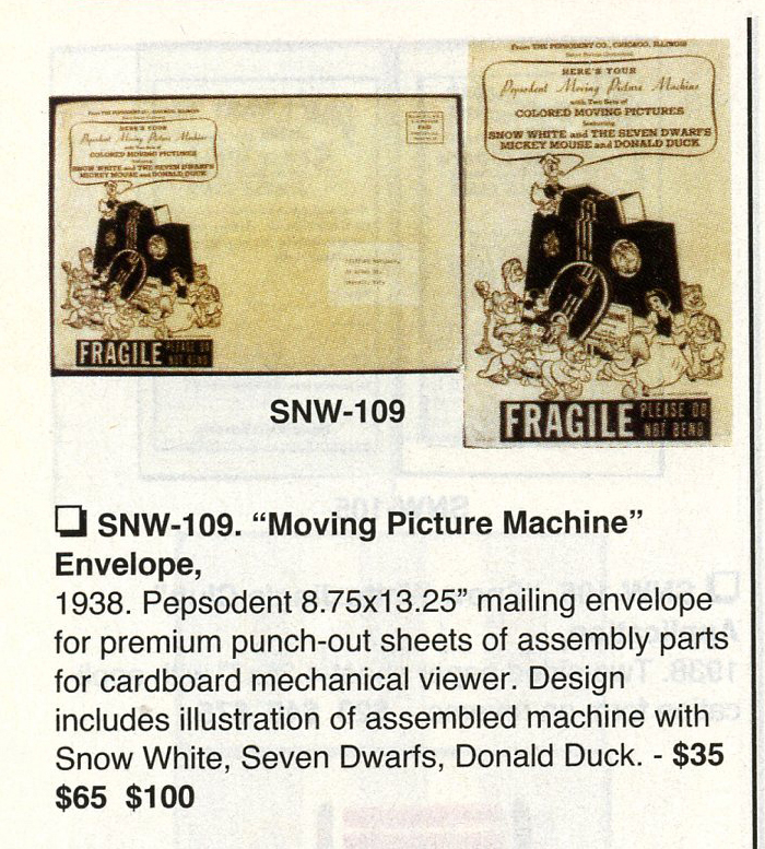 Filmic Light - Snow White Archive: 1938 Pepsodent Moving Picture Machine