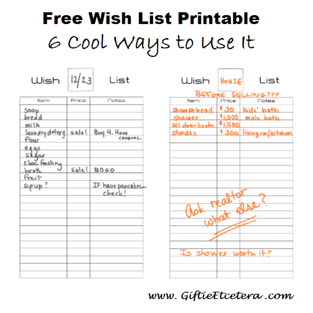 Free Wish List Printable - Ways to Use It | Giftie Etcetera: Free Wish ...