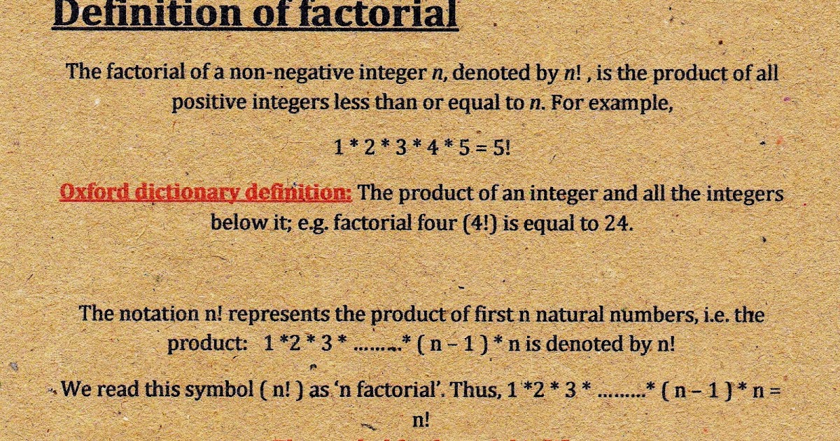 DEFINITION OF FACTORIAL