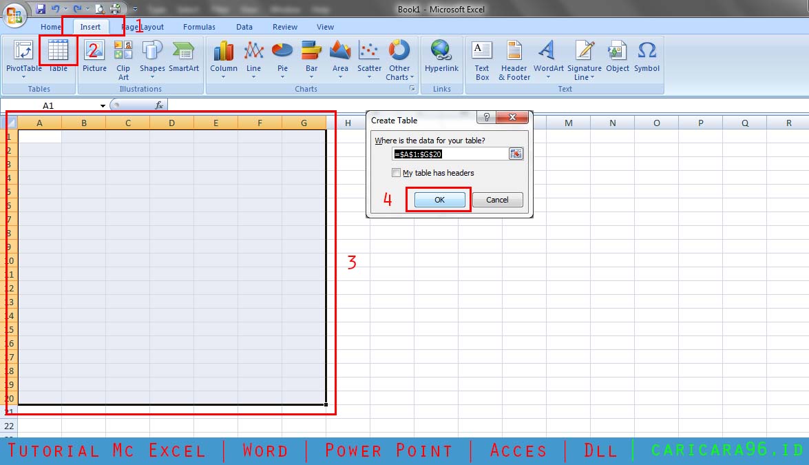 Cara Membuat Tabel Di Microsoft Excel Untuk Pemula Part 1