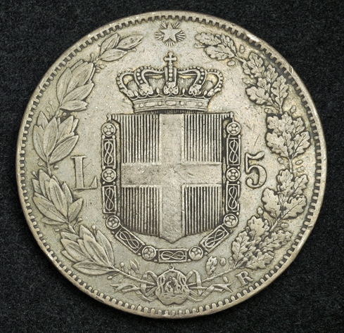Coins of Italy 5 lire Silver coin of 1879, King Umberto I.|World ...