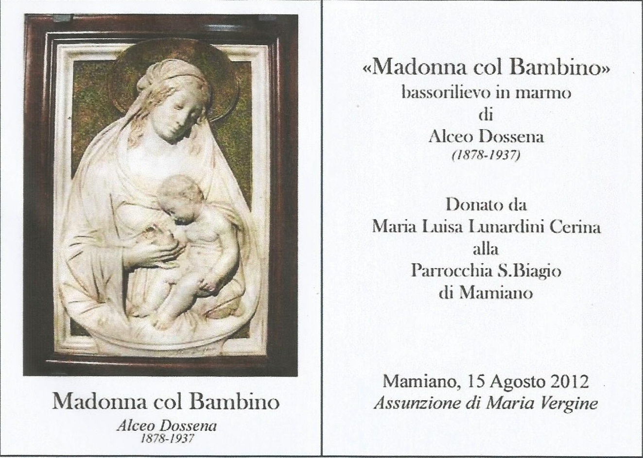 Parrocchia San Biagio - Mamiano (Parma): Donazione alla Chiesa di un ...