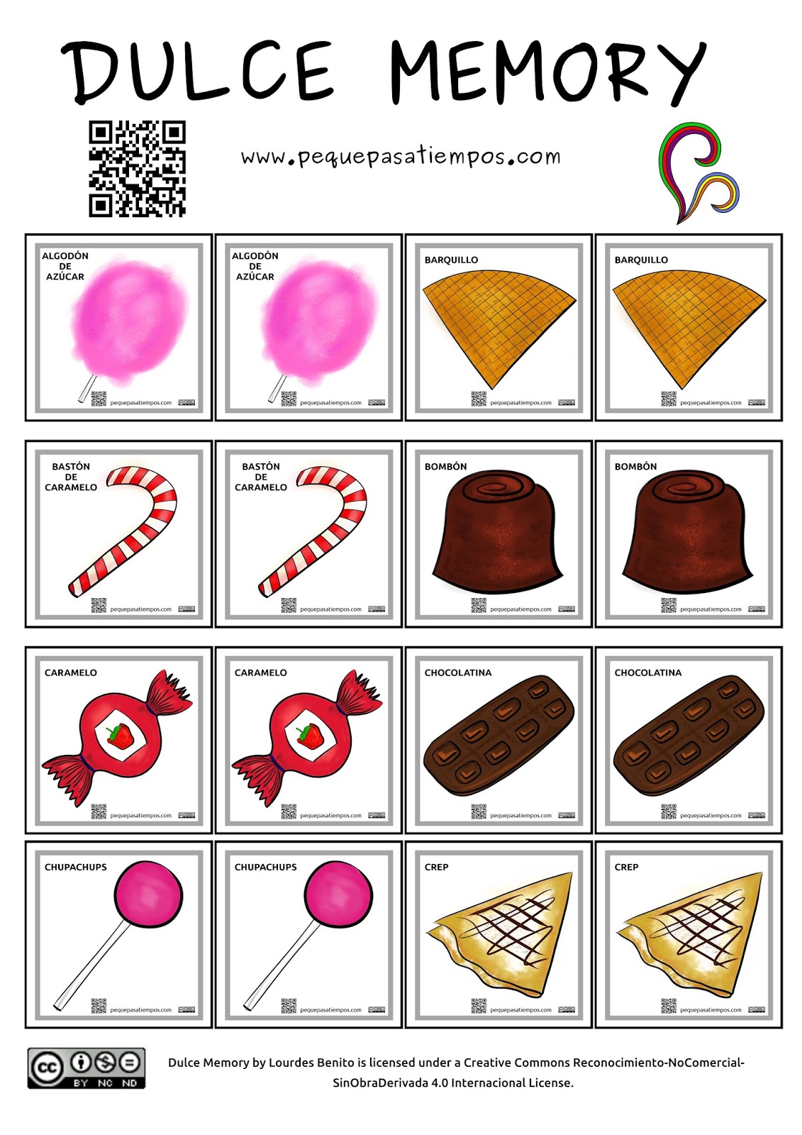 Peque-pasatiempos: Dulce Memory - PEQUE-PASATIEMPOS