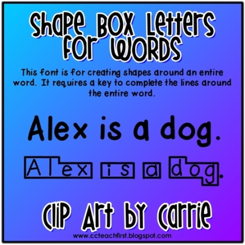 Clip Art by Carrie Teaching First: Shape Box Letters for Words Font