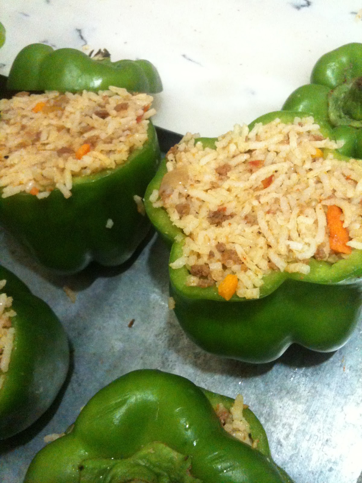 My Passion For Cooking: Baked Capsicum Stuffed With Mince Fried Rice