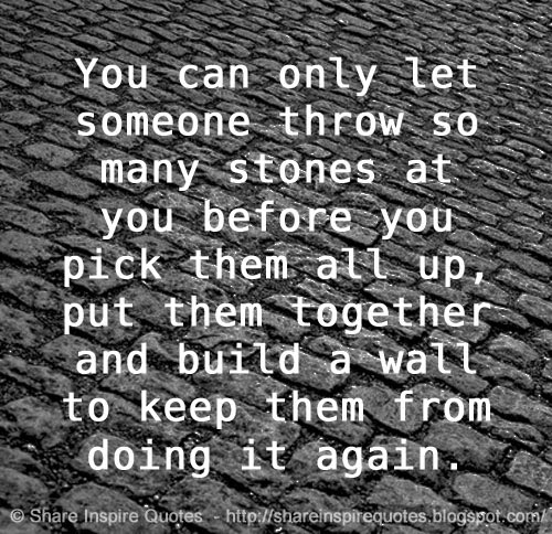 You can only let someone throw so many stones at you before you pick ...