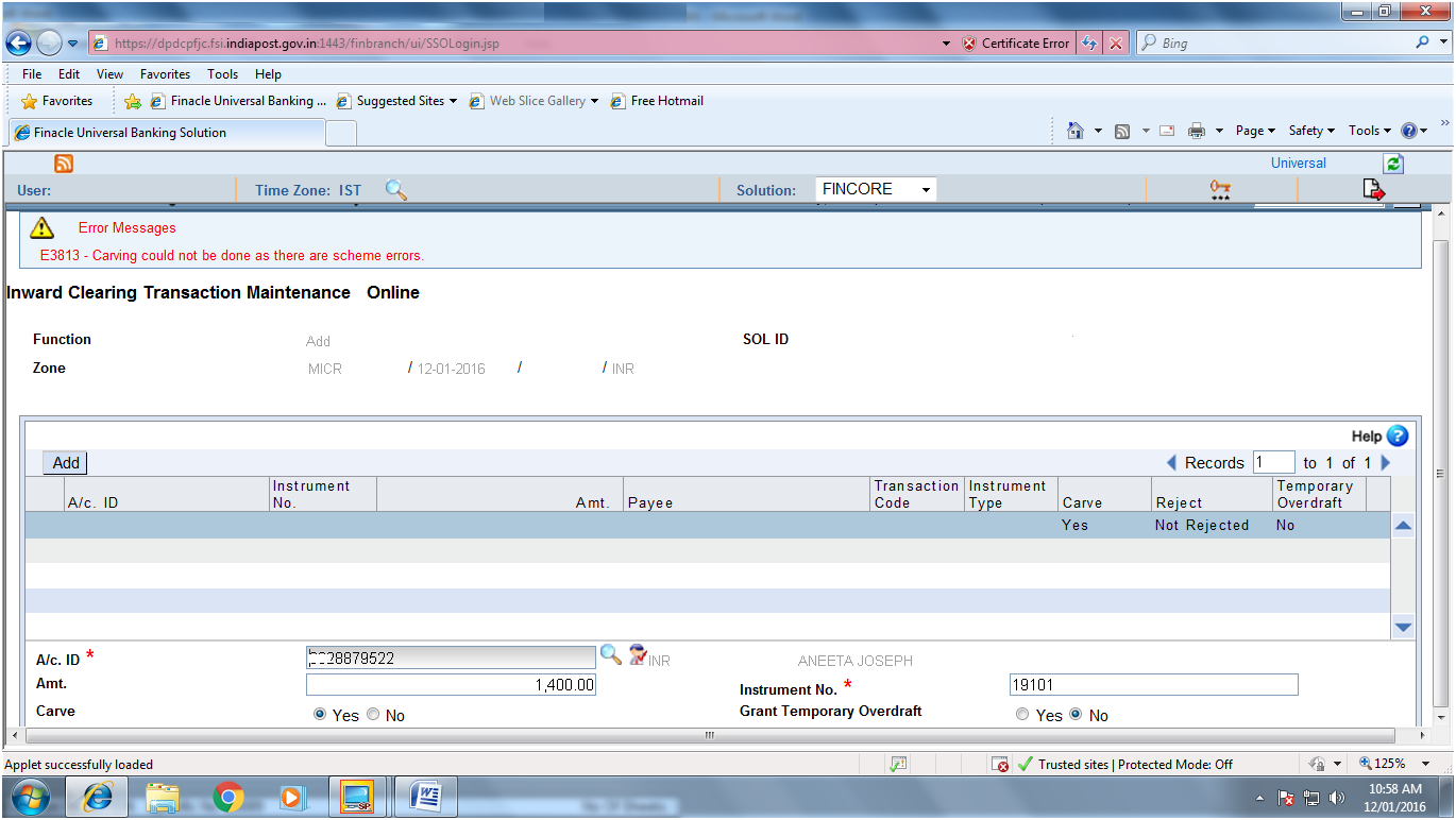E3813 - Carving could not be done as there are scheme errors | DOP Core ...