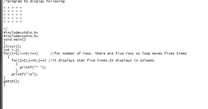 practising C, C++ and JAVA programming with examples: WEAP to display following star pattern