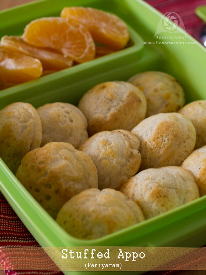 Stuffed Appo/ Paniyaram With Potato Subzi ~ Flavors N Colors