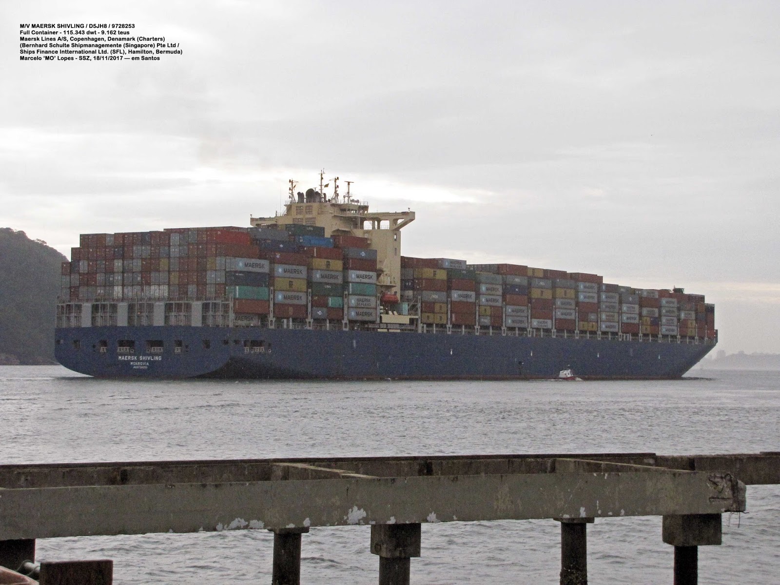 Santos Shiplovers: M/V Maersk Shivling / D5JH8, Sailing Santos ...