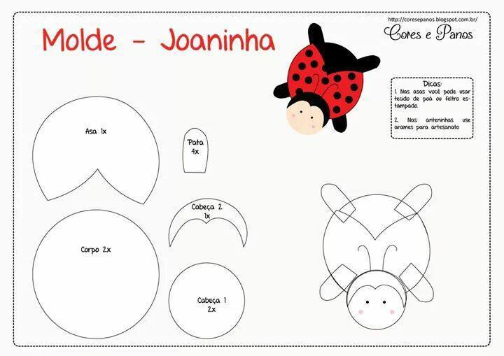 Molde Joaninha em feltro - Ver e Fazer