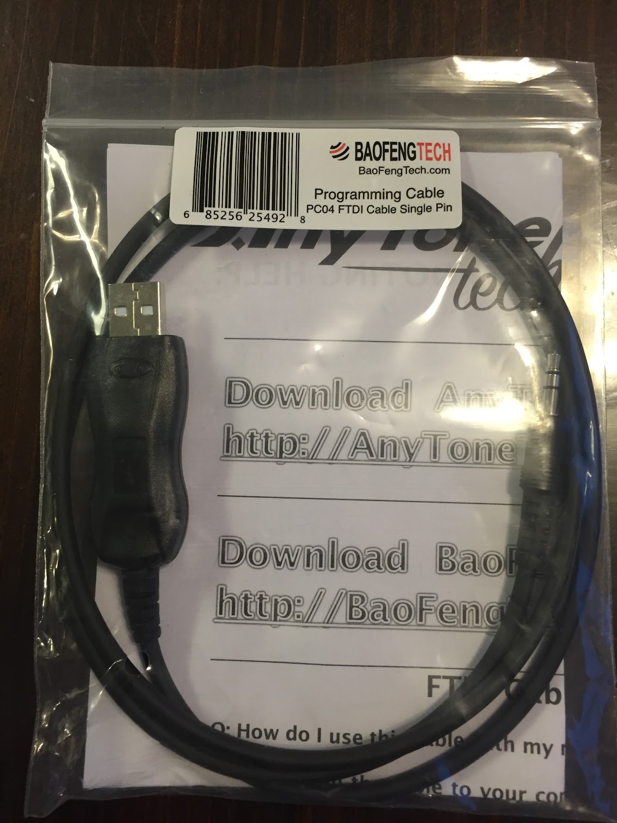 Brick O'Lore: Baofeng Tech Programming Cable for Mobile Radios