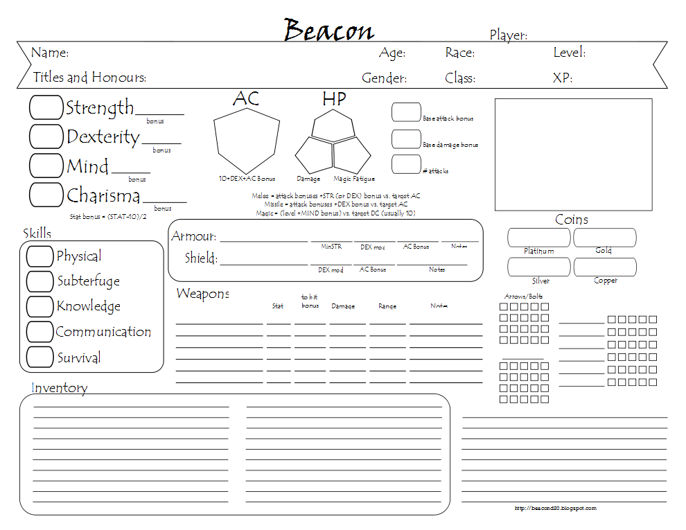 Beacon: Character sheet update