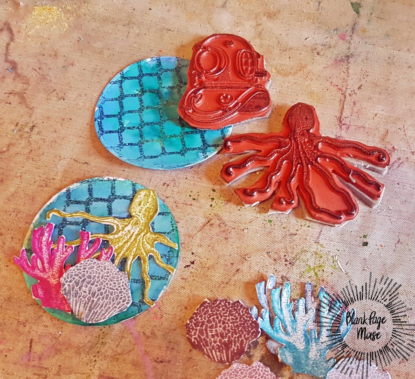 Blank Page Muse: Under The Sea Watercolour Artist Trading Coins