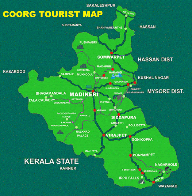 COORG TOURIST MAP | MADIKERI TOURIST ATTRACTIONS IN COORG | KODAGU ...