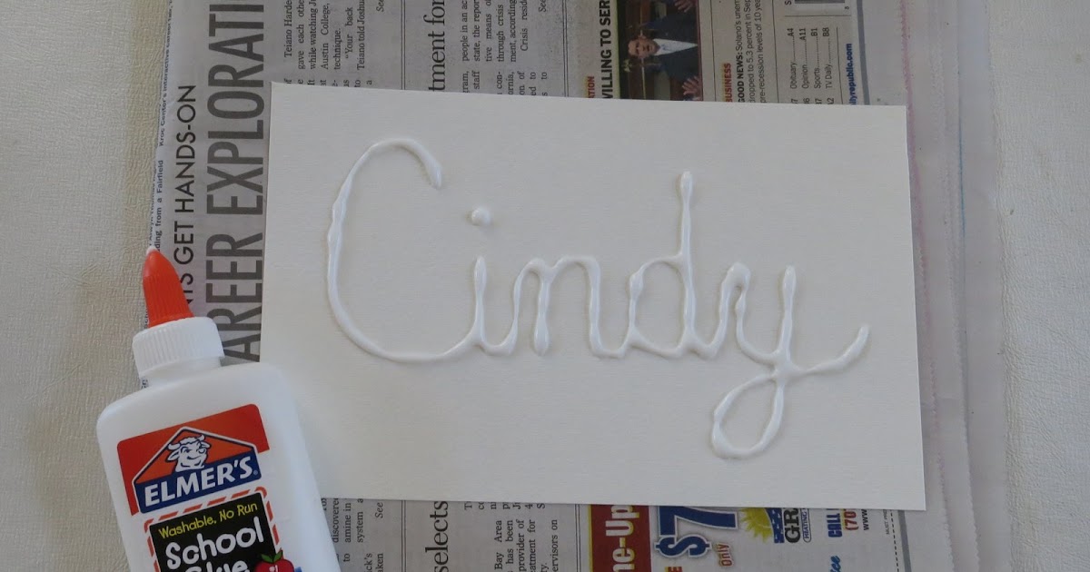 Cindy deRosier: My Creative Life: Glue-Resist Cursive Name Art