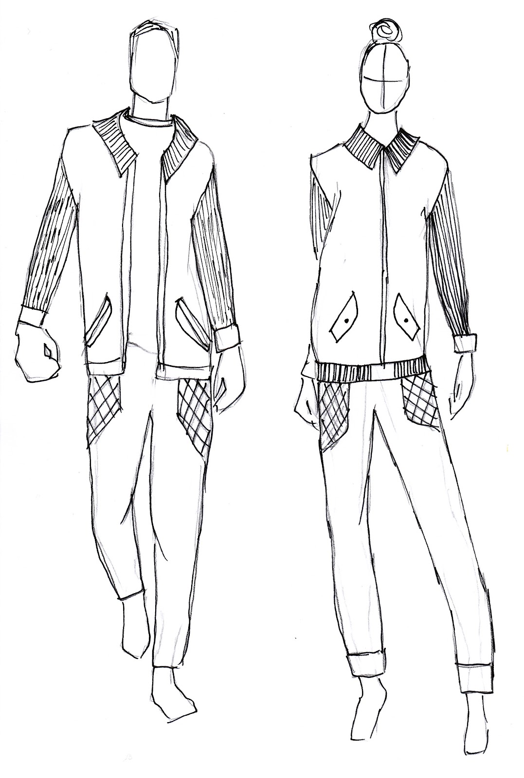 Alain: Putting together outfits - line drawings