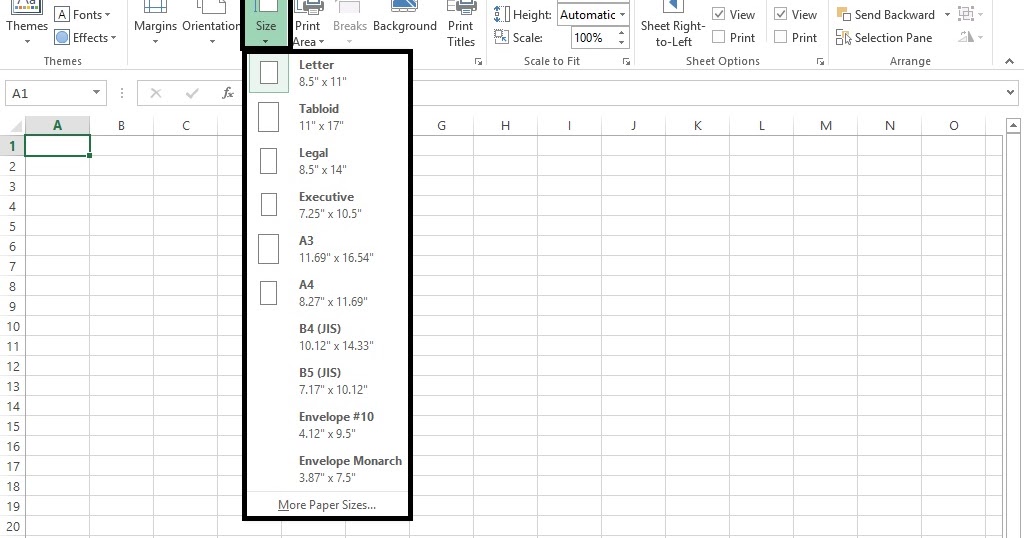 Changing Page Size in MS Excel - computer free courses