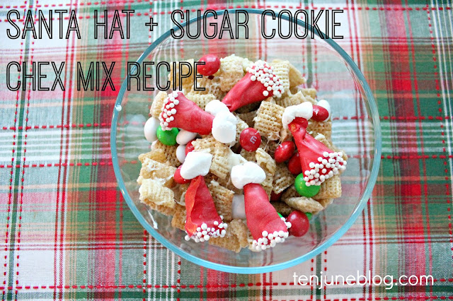 Ten June: Santa Hat Bugles + Sugar Cookie Chex Mix Christmas Recipe