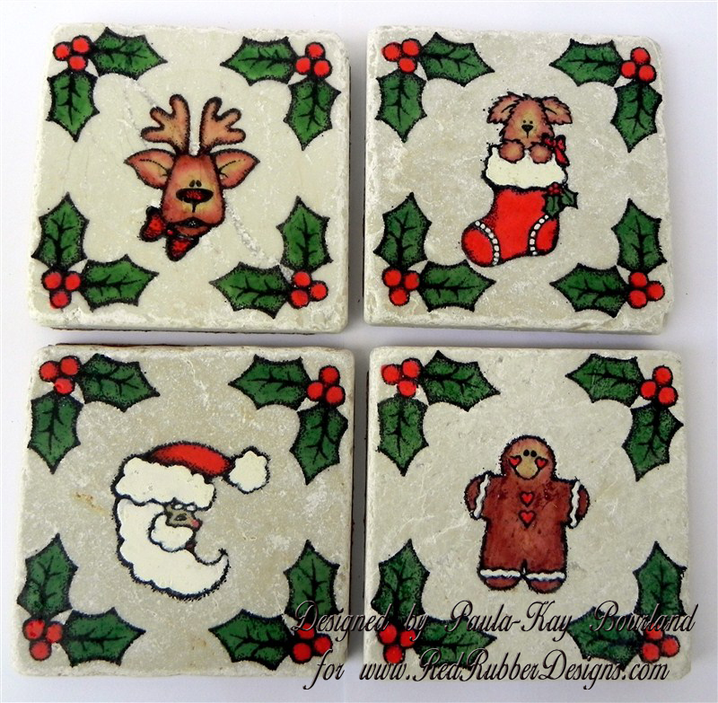 Creative Stamping with Paula-Kay: Christmas Fun Tumbled Marble Tiles gift