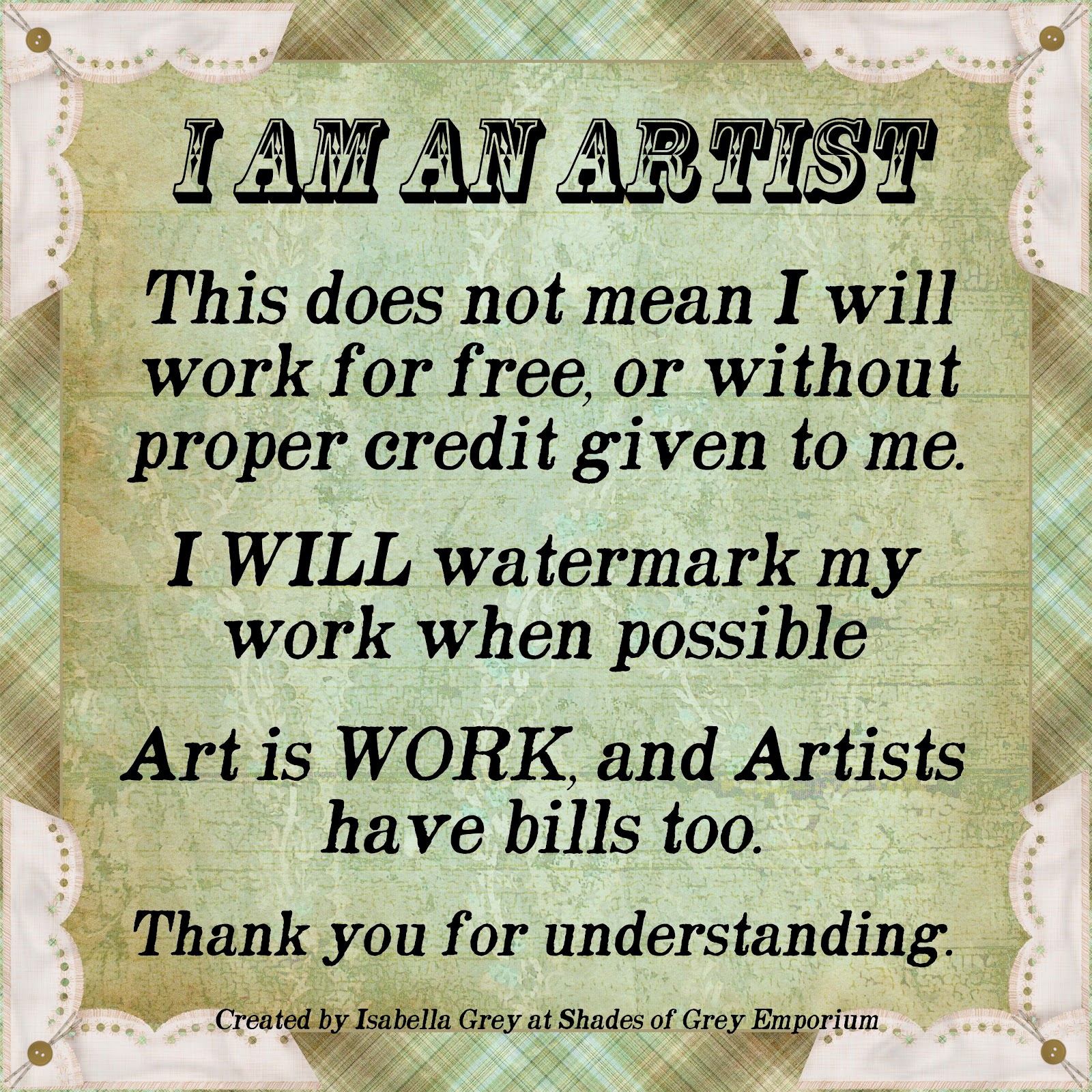 Just Another Static Heart: I am an Artist