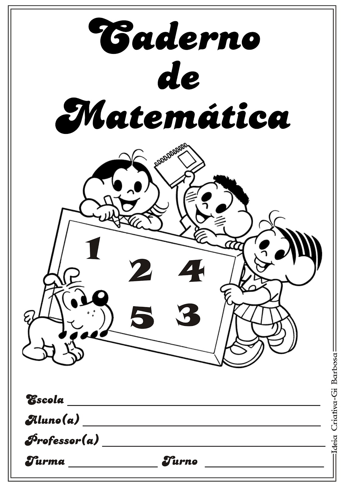 Capas para Cadernos de Matemática - Desenhos Para Colorir