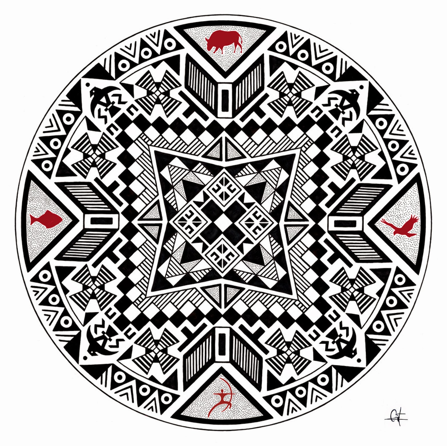 Arabesko: Diseño de mandala decorativo con simbología tribal de los ...