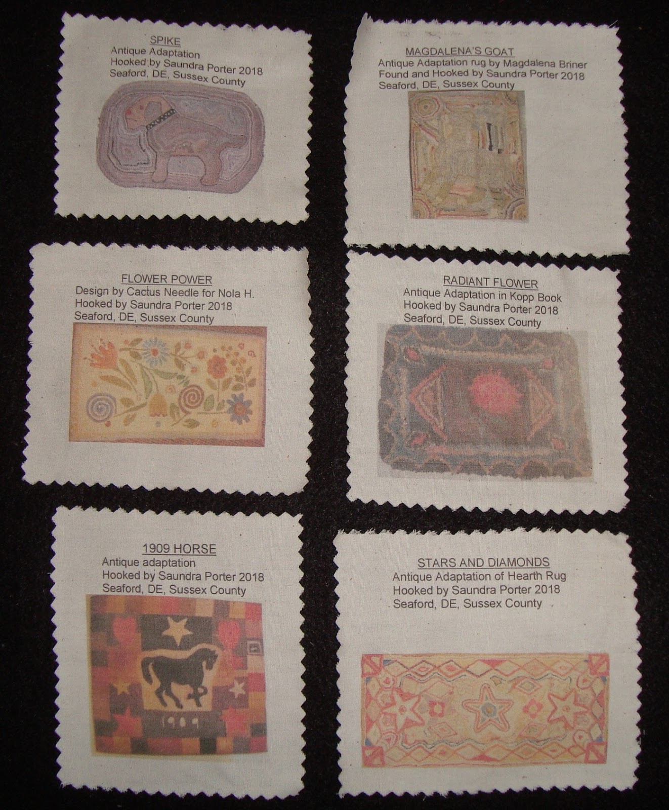 Saundra of Woodland Junction: Making Rug Labels again