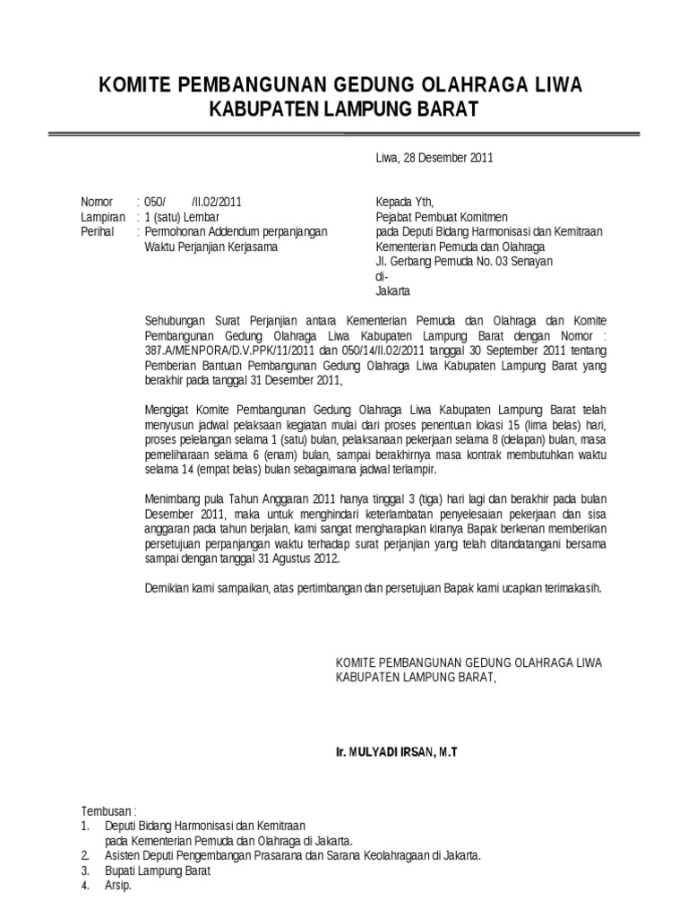 Contoh Surat addendum 2019 | Kumpulan Contoh Surat Lengkap