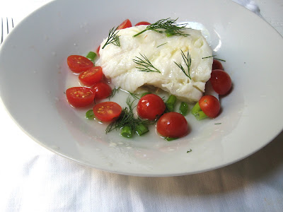 she's in the kitchen: poached haddock with dill, lemon, and tomatoes ...