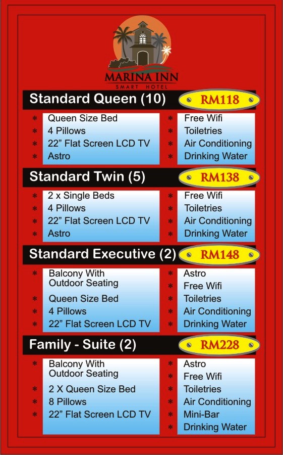 Marina Inn smart hotel: Room Rates