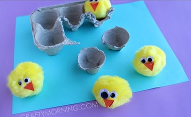 Haz unos lindos pollitos de Pascua saliendo del cascaron con cartón ...