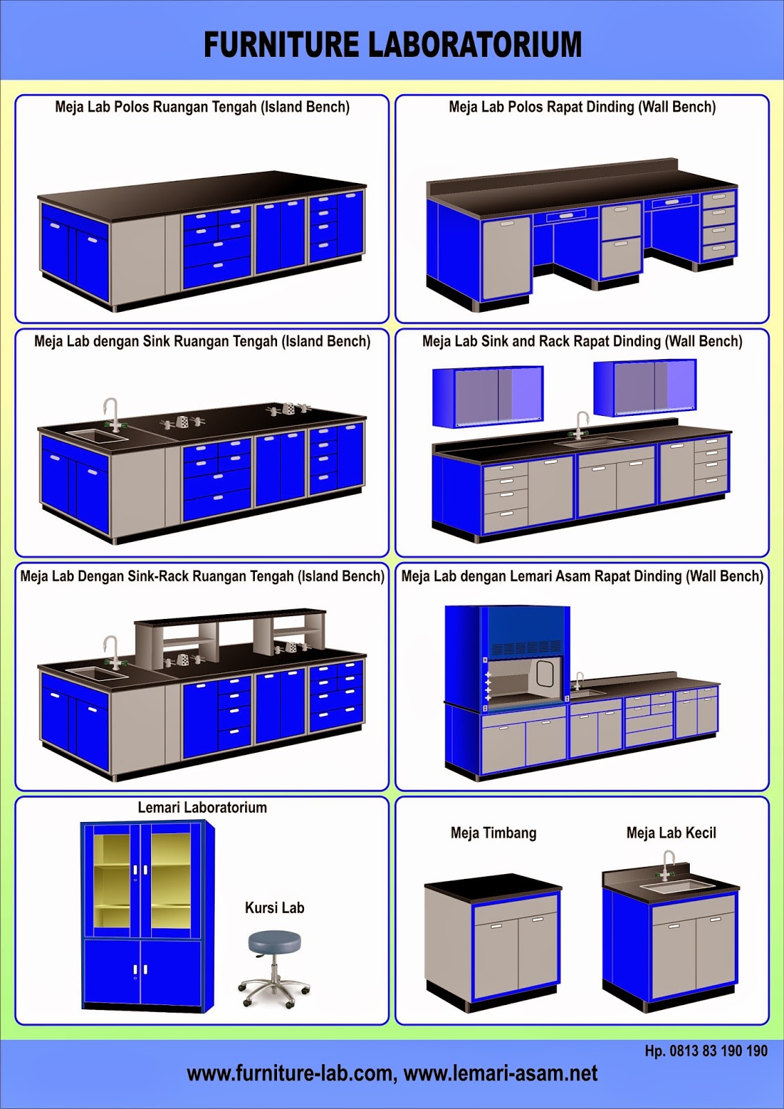 Furniture Laboratorium Bogor | Lemari Asam | Meja Laboratorium