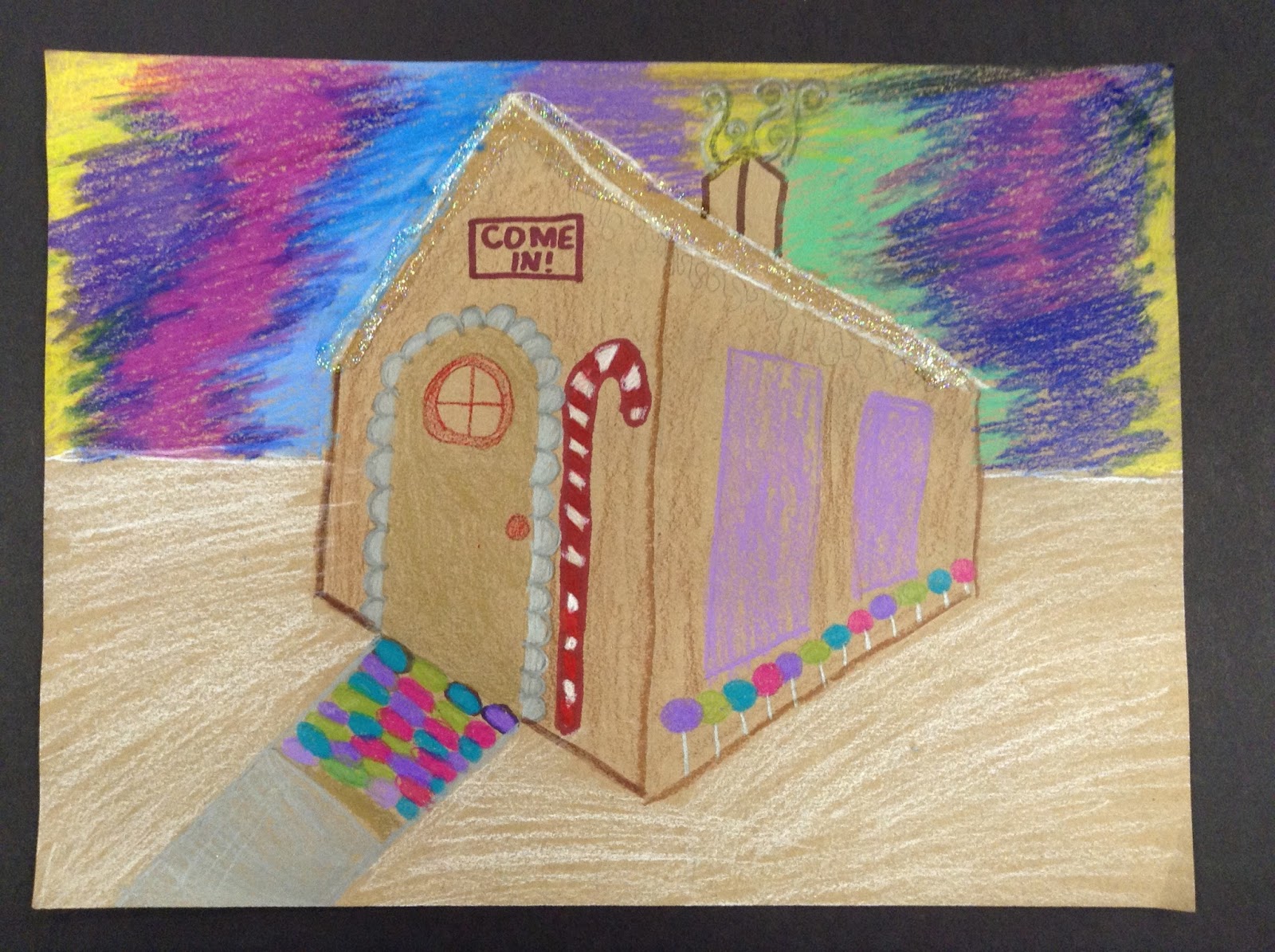 Drip, Drip, Splatter Splash: 2 Point Perspective Gingerbread Houses