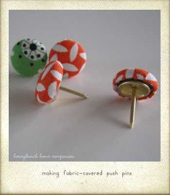 the honeybunch home companion: No-Sew Tutorial: Fabric Push Pins