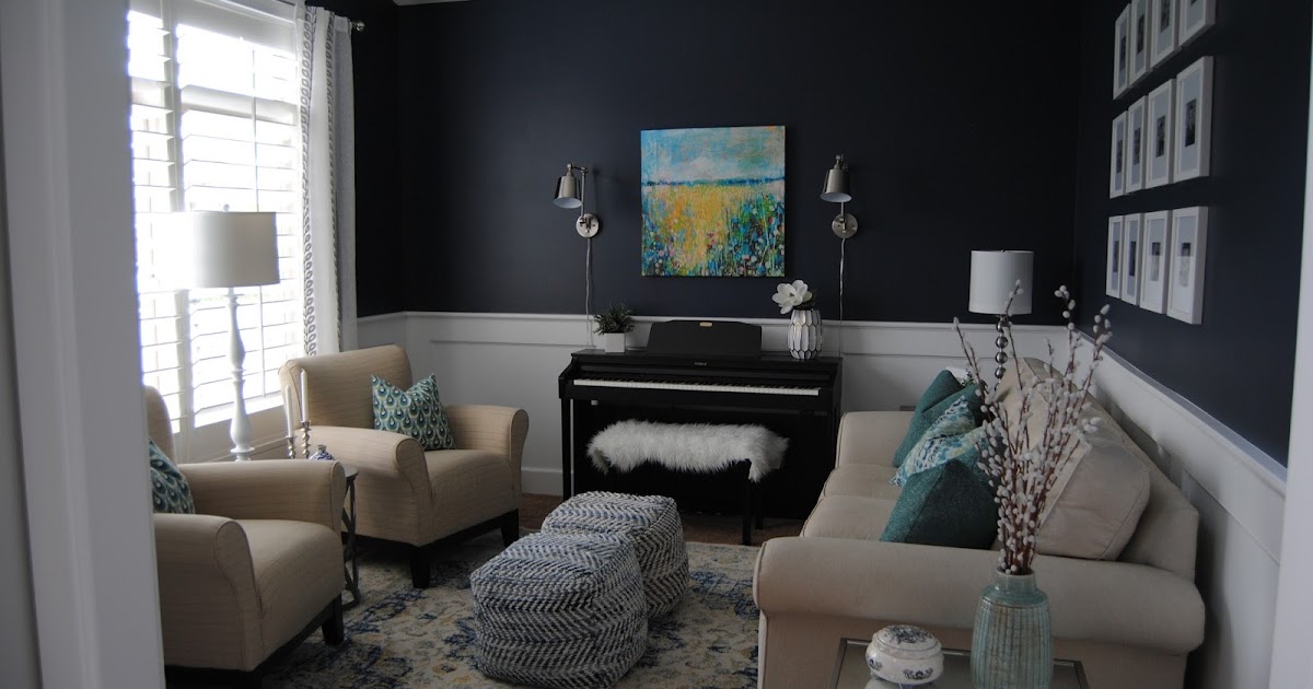Studio 7 Interior Design: Client Reveal: Navy Infused Living Room