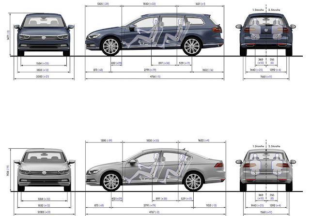 VW Cars - VW Passat: Volkswagen Passat Variant Wagon blueprint drawing