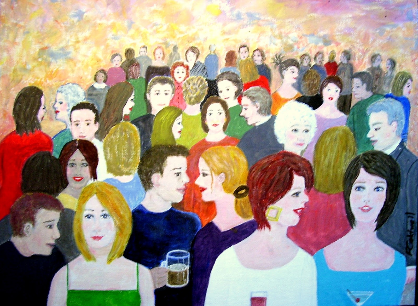 Fran Caldwell at Home - Original Naive Folk Art: "The Gathering ...