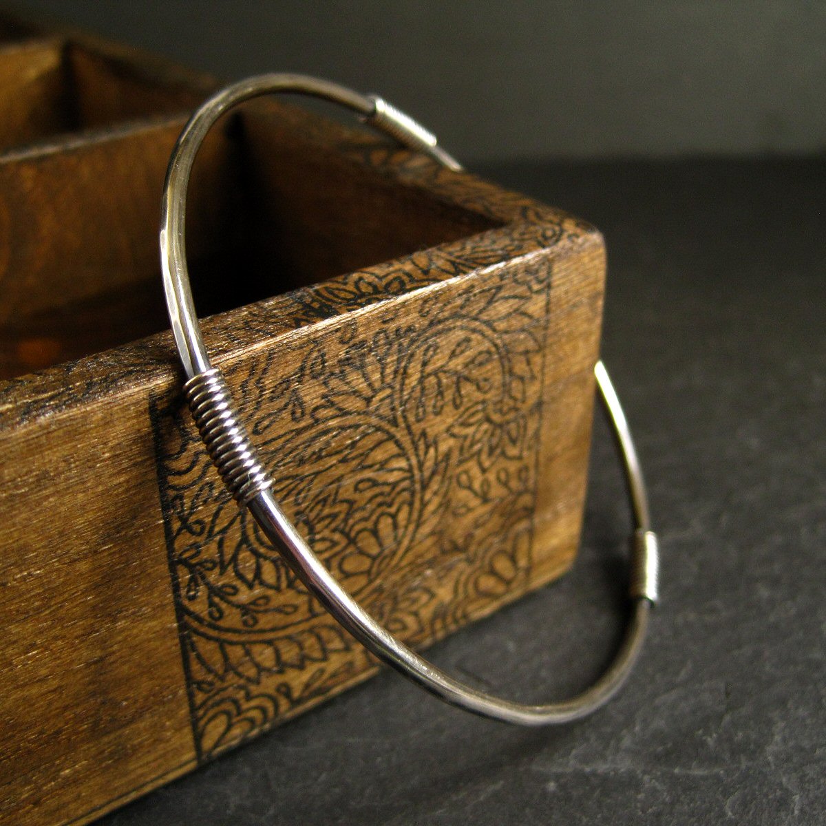Silver And Copper Bangles With Coils