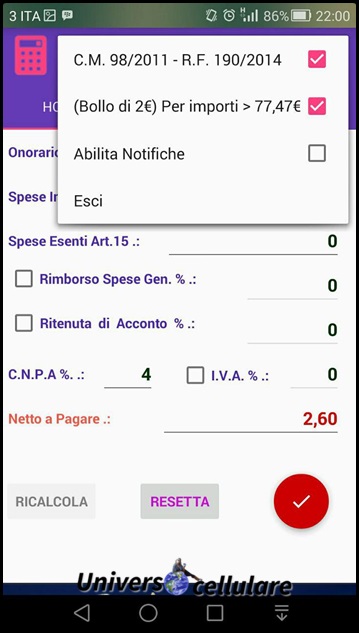 Universo cellulare: Calcola Parcella per Android si aggiorna con una ...