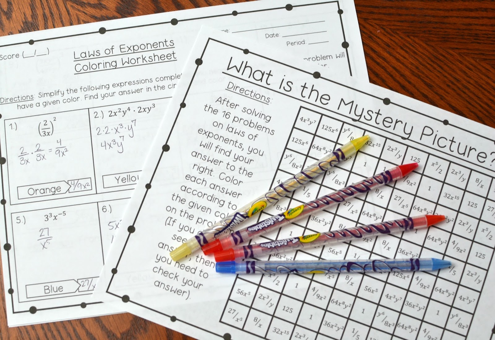 Math in Demand: Laws of Exponents Math Coloring Worksheet and Wheel ...