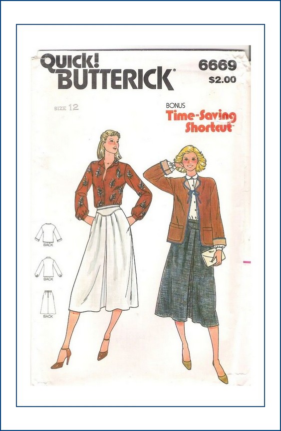 SimplySewing: Butterick 6669 Sewing Pattern Misses Jacket Blouse Skirt ...