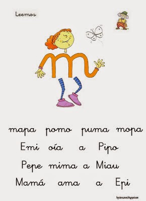 El TIC tac de infantil: Fichas de lectura: letra m
