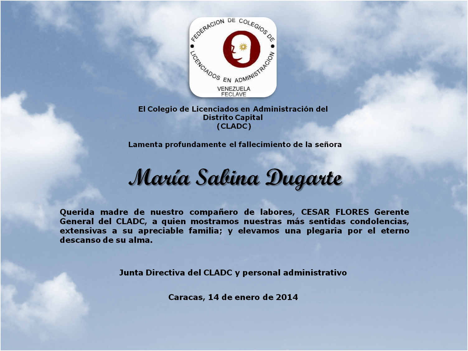 Nuestras Condolencias a Lcdo. César Flores por el sensible ...