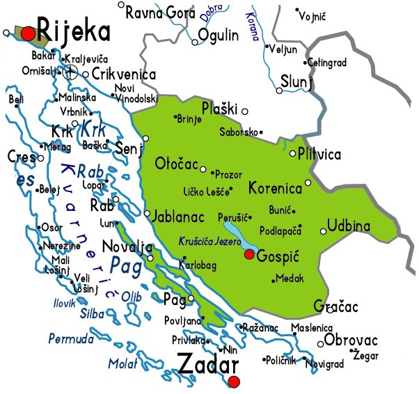 Map of Gospic Province Area | Maps of Croatia Region City Political ...