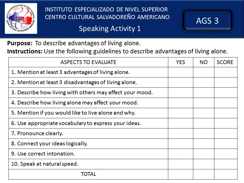 Grammar Structures: AGS 3 Part 1: Evaluation Rubrics.