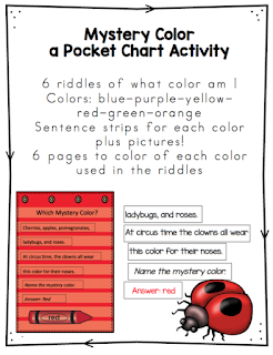Mystery Color a Pocket Chart Activity ~ Preschool Printables
