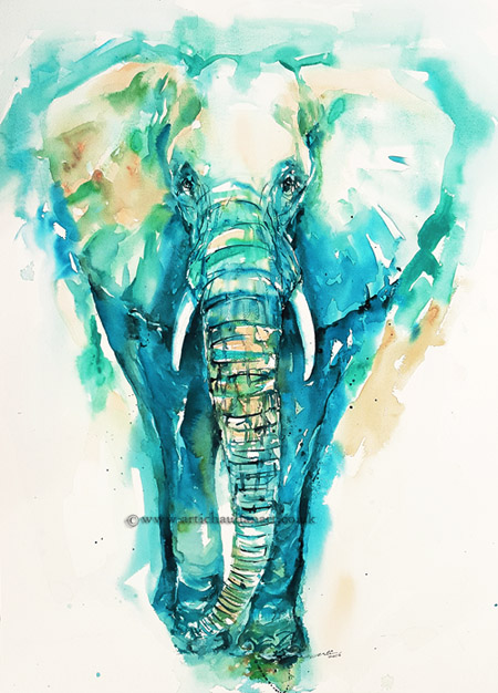 Arti's art -- Life as I see it: Teal n Turquoise Elephant Watercolor