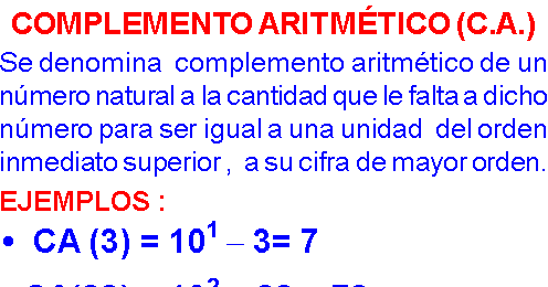 COMPLEMENTO ARITMÉTICO PROBLEMAS RESUELTOS