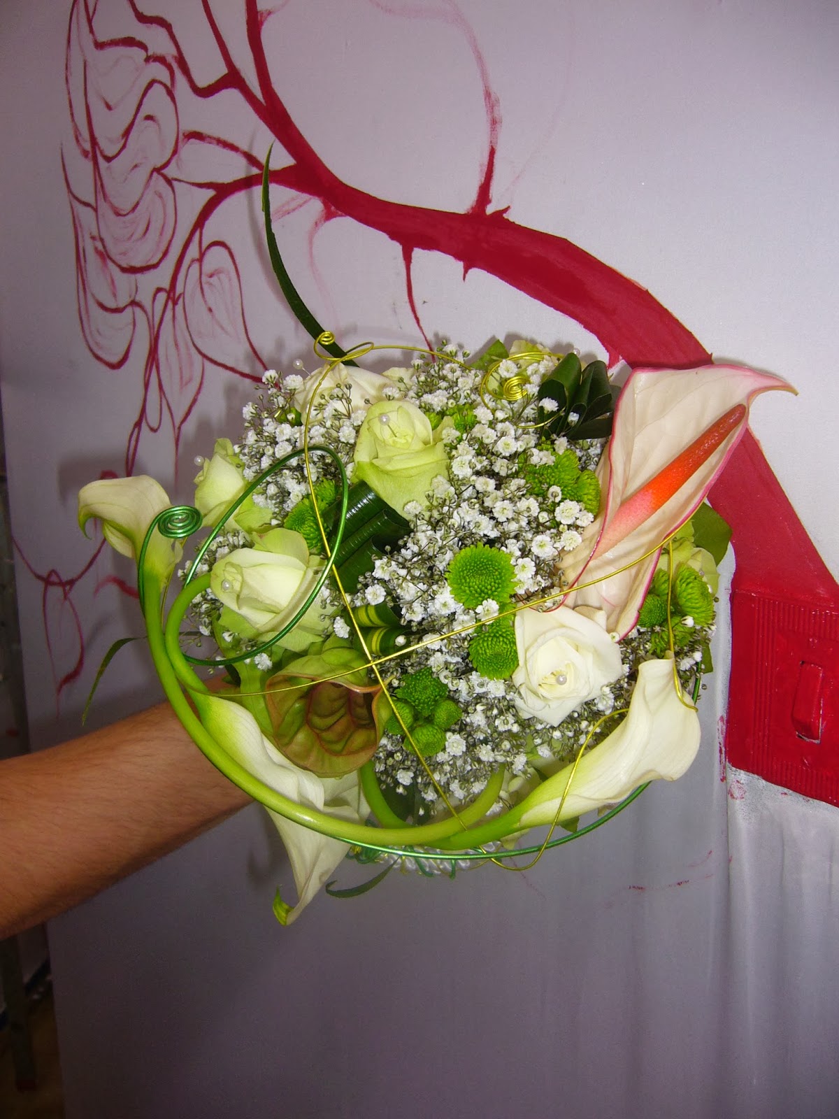 atelier des lys glorieux: bouquet de mariée anthurium, rose, santini ...